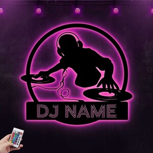 Personalized Name DJ Metal Sign With Led Lights, Custom DJ Gifts ...