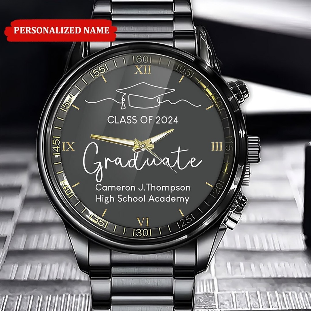 Personalized Graduation Men Watch, Graduation Gifts, Class of 2024 ...