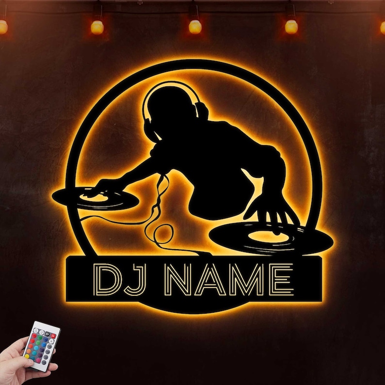 Personalized Name DJ Metal Sign With Led Lights, Custom DJ Gifts ...