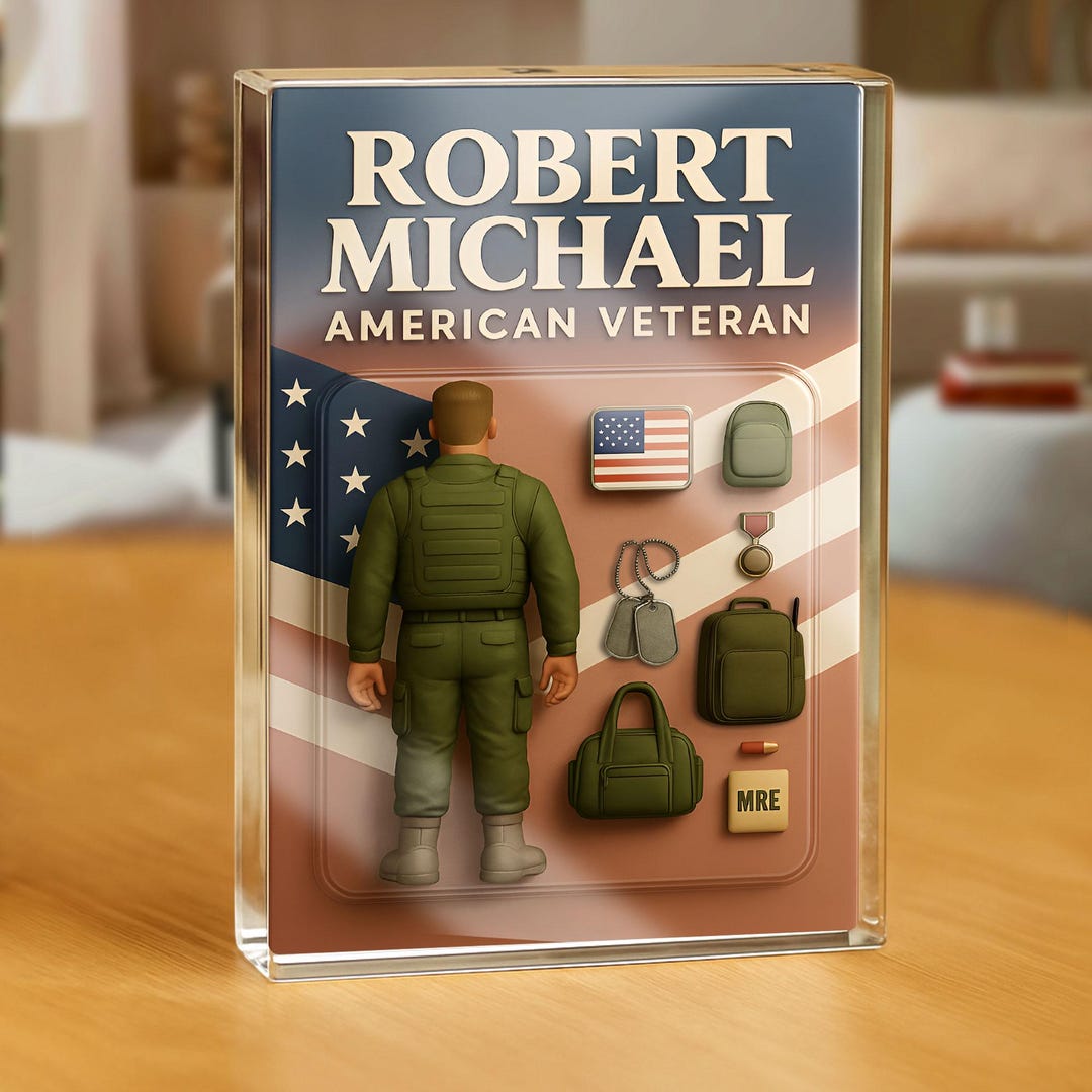 Personalized Veteran Figure Box Acrylic Block Plaque, Military Figure ...