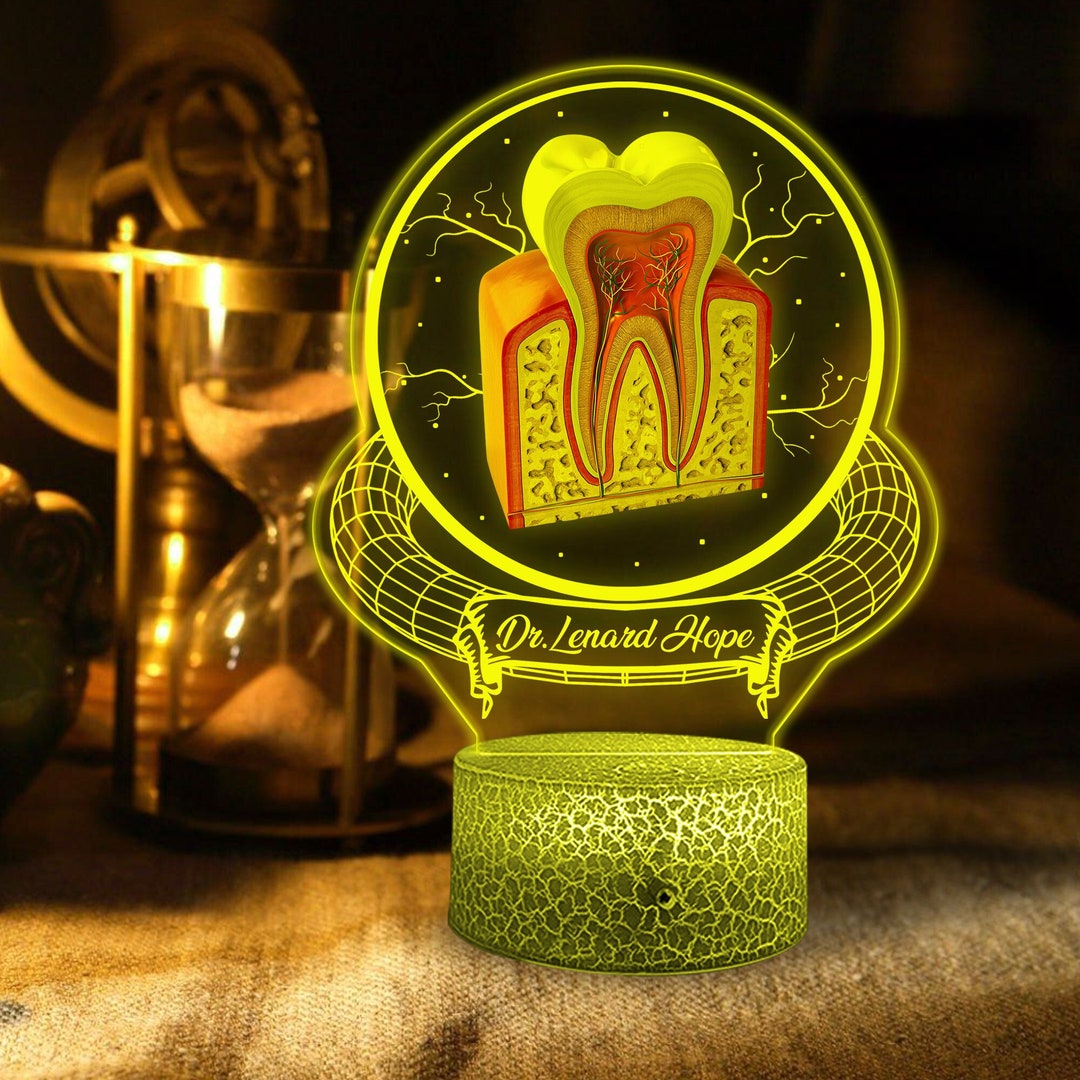 Personalized Dentist Tooth 3D Night Light, Dentist 3D Lamp, Dental ...