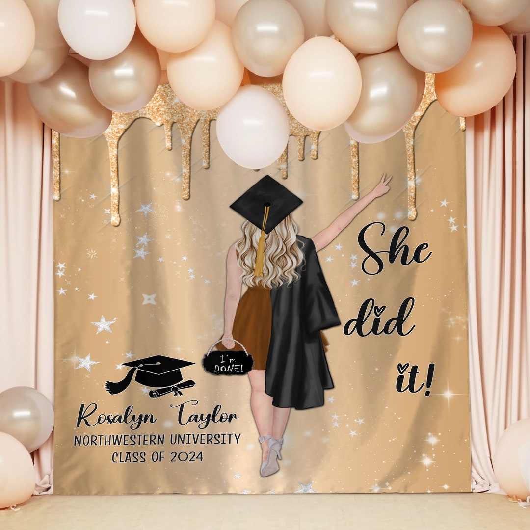 Personalized Congrats Graduation Party Tapestry Backdrop, High School ...