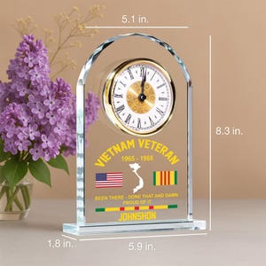 Personalized Vietnam Veteran Acrylic Desk Table Clock, Military Gift ...