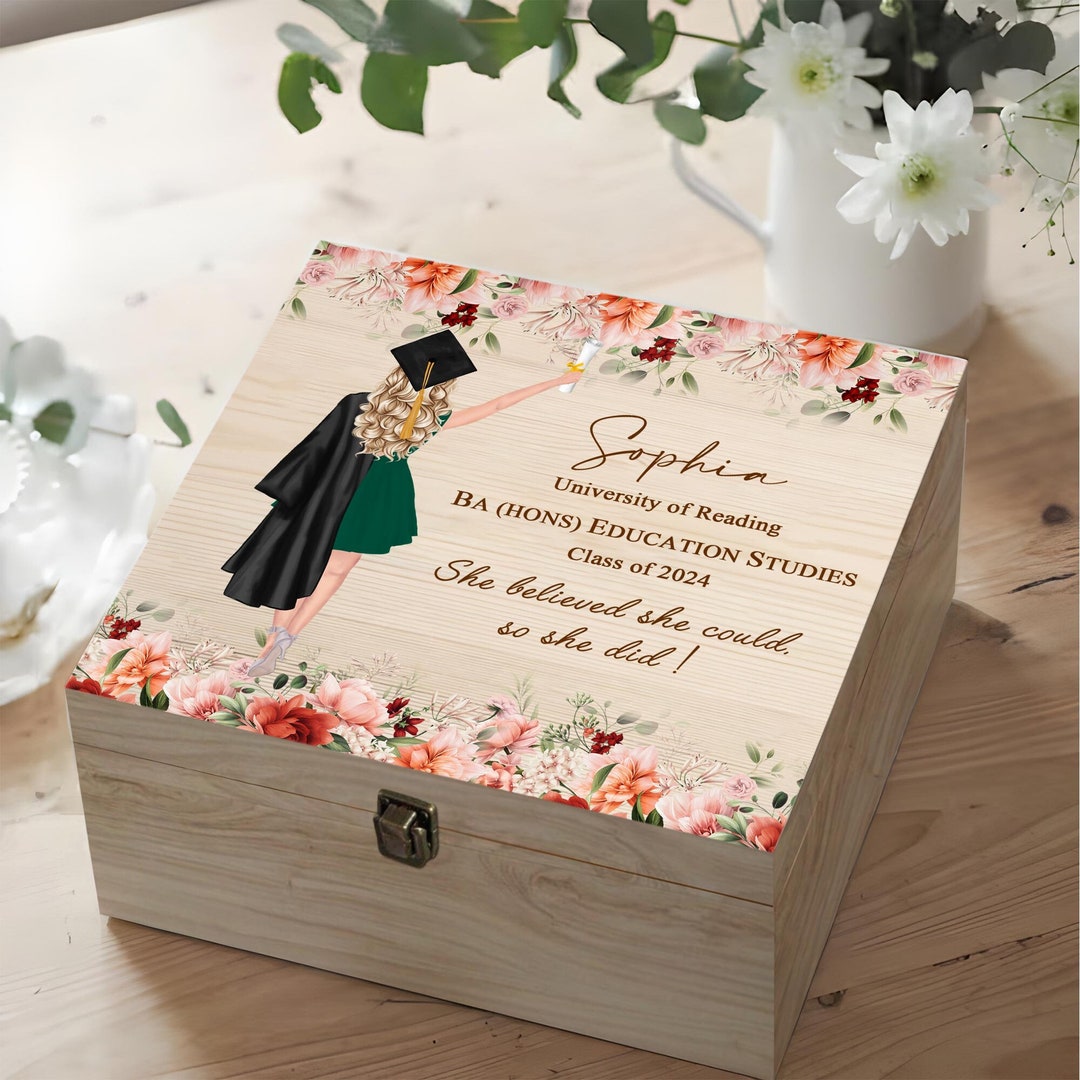 Personalized Graduation Memory Keepsake Box, Custom Graduation Gift ...