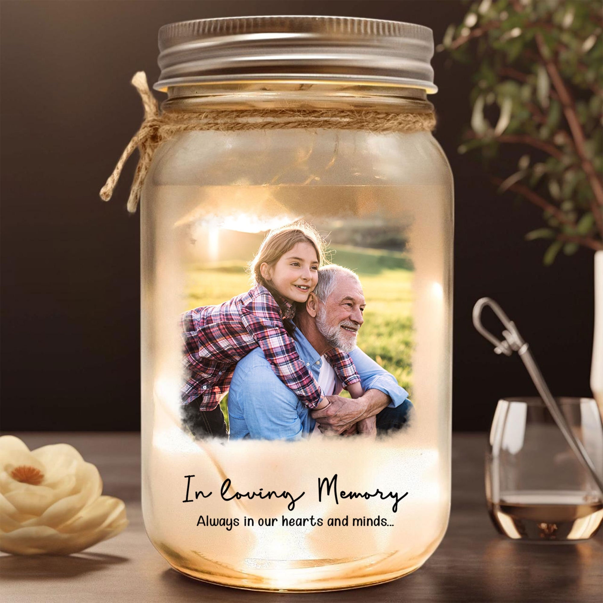 Custom Photo Memorial 16 Oz Mason Jar Light | in Loving Memory Light ...