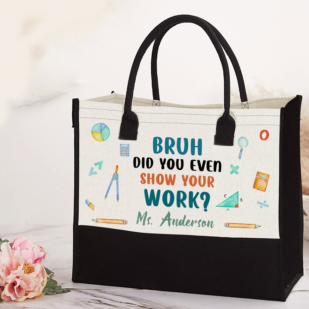 Custom Math Teacher Tote Bag, Personalized Funny Teacher Tote Bag, Math ...