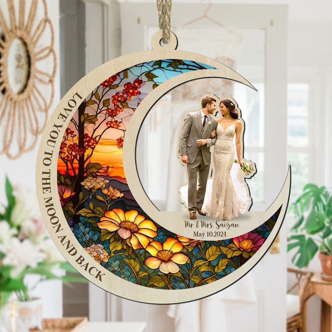 Personalized Wedding Anniversary Window Hanging Ornament, Wedding Photo ...