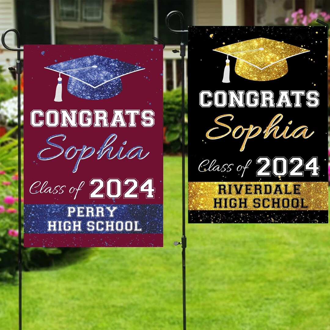 Personalized Graduation Flag, Graduate Yard Sign, College Graduation ...