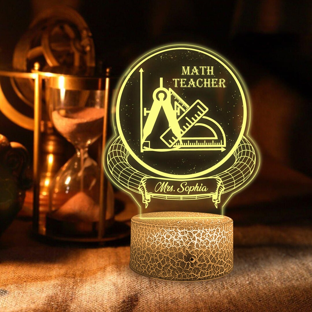 Personalized Math Teacher 3D Night Light, Math Lover 3D Lamp, Back to ...