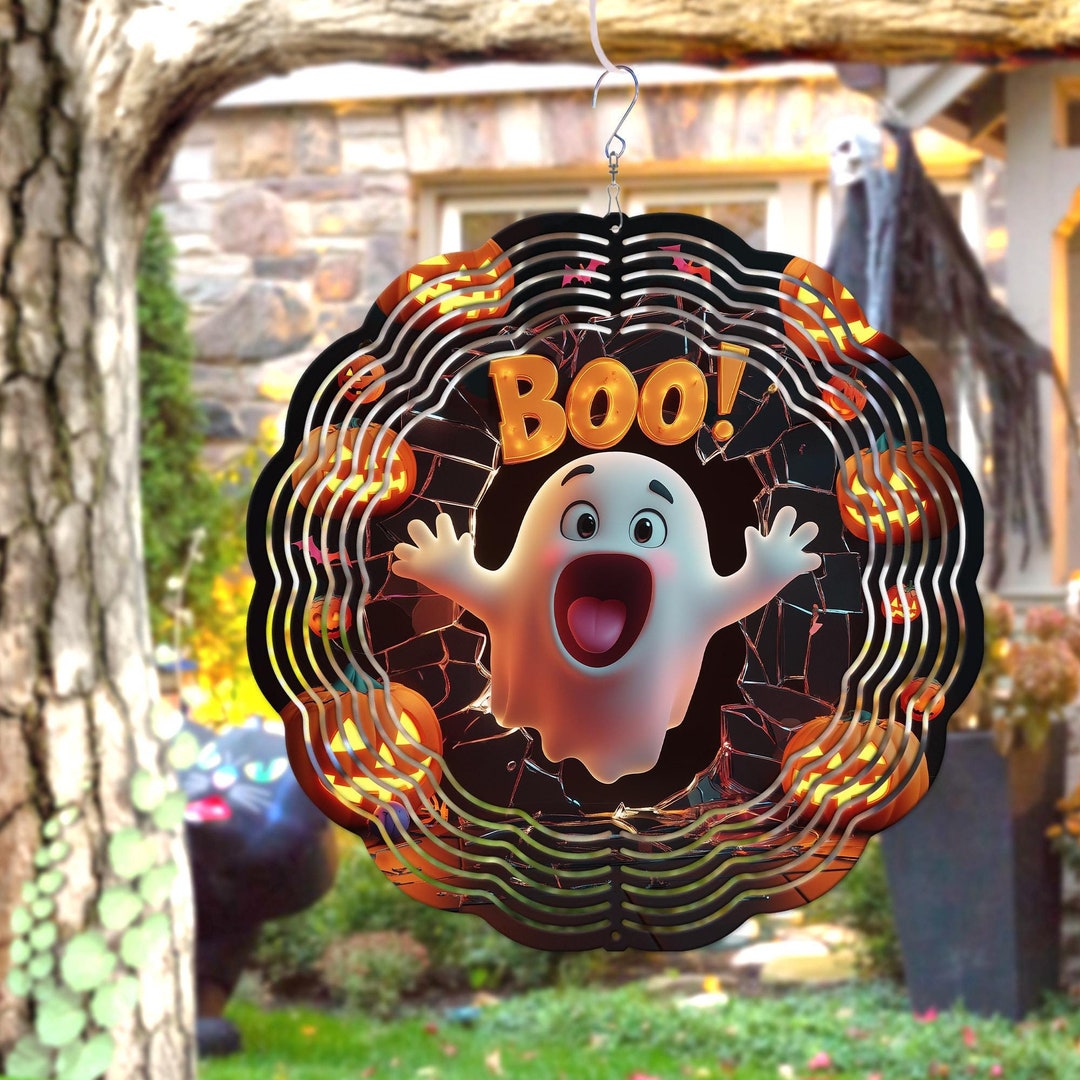 3D GHOST Wind Spinner, Spooky Round Hanging Spinners, Halloween Ghost ...