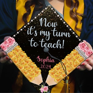 Personalized Teacher Graduation Cap Topper, Teacher Grad Cap Topper ...