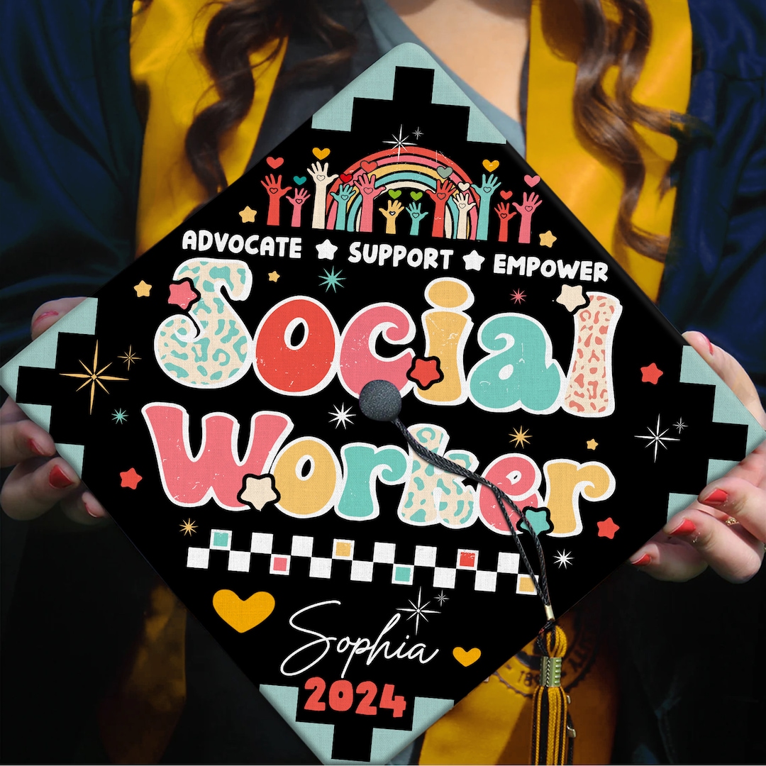 Personalized MSW Graduation Cap Topper, Social Worker Cap Topper ...