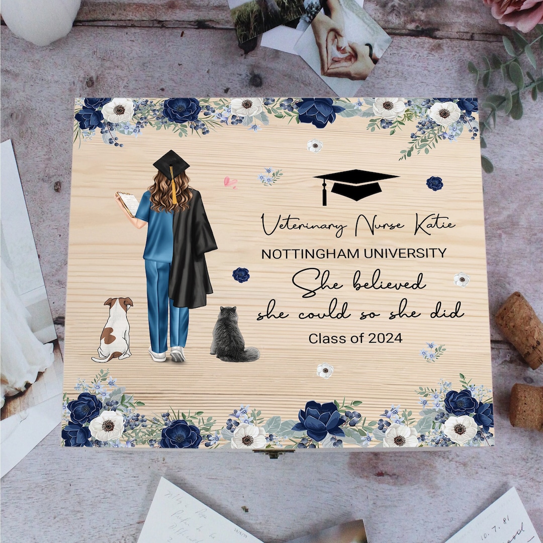 Custom Veterinarian Graduation Memory Keepsake Box, Veterinary ...