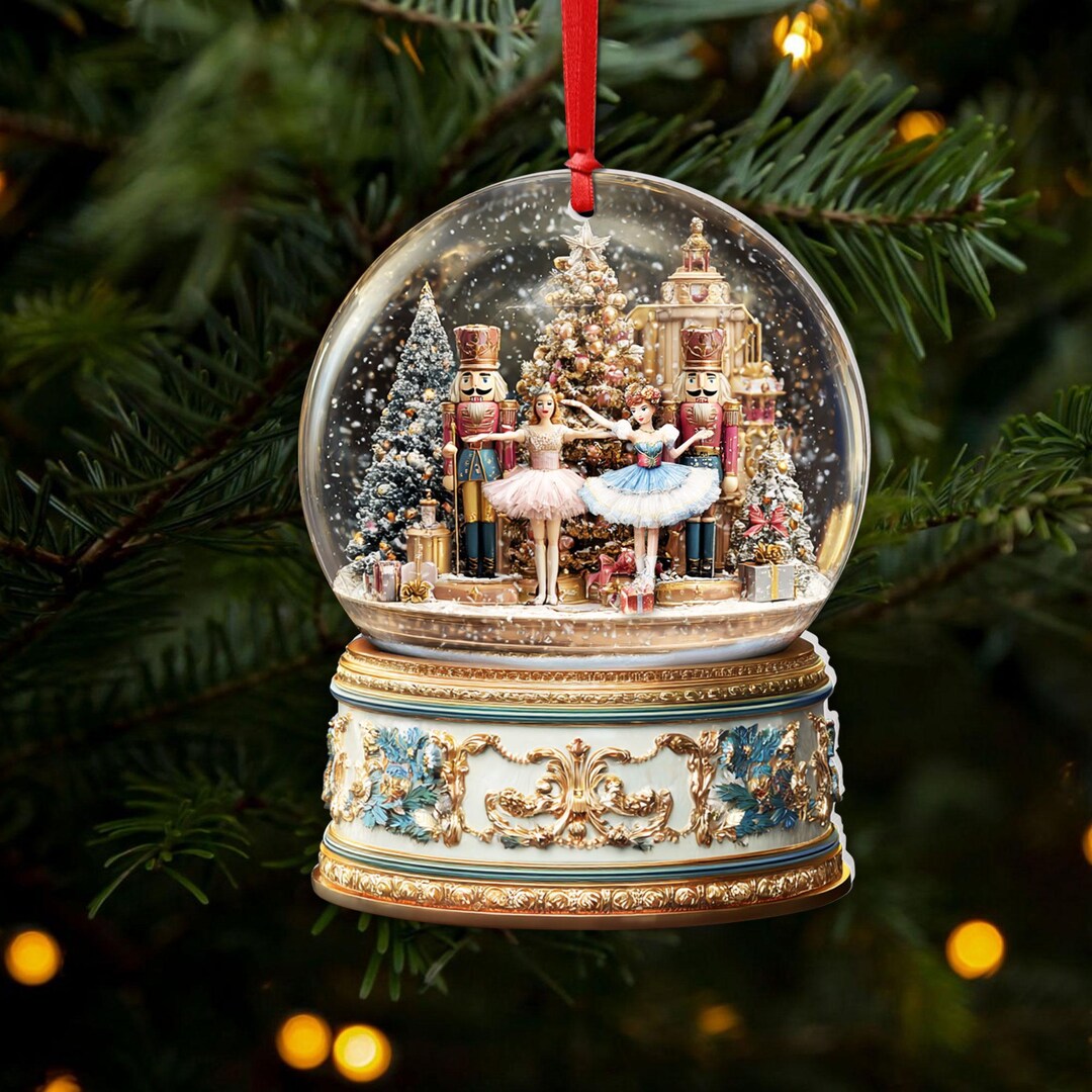 Nutcracker Ballet Christmas Ornament, 2D Flat Not 3D Snow Globe ...