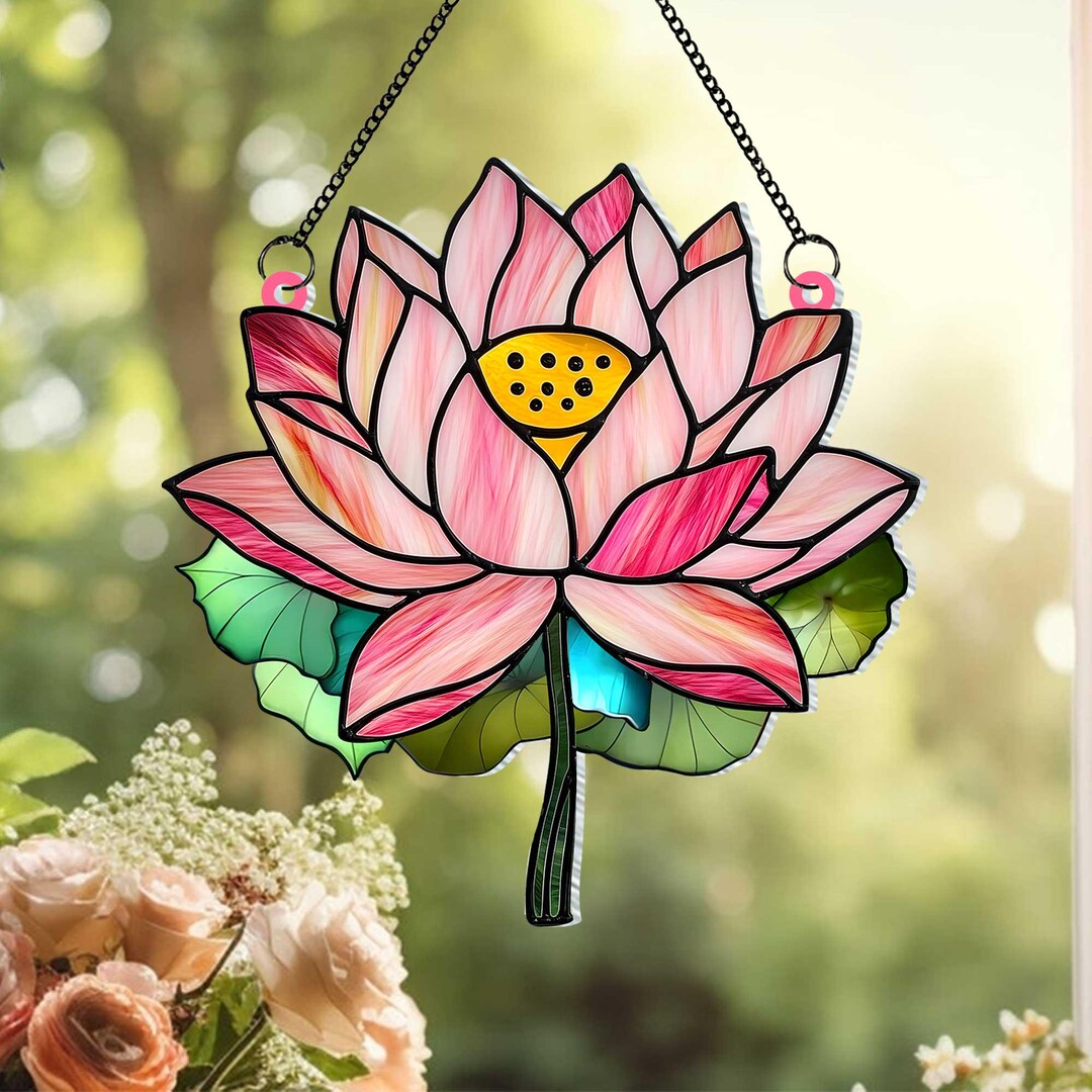 Lotus ACYLIC Suncatcher, Lotus Art Decor Window Hanger, Lotus Lover ...