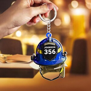 Personalized Firefighter Helmet Keychain, Firefighter Keychain ...