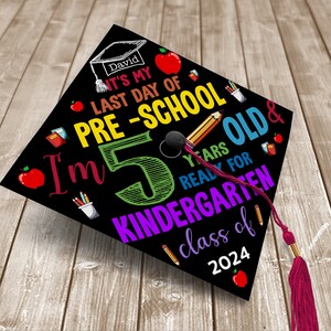 Personalized Kindergarten Graduation Cap Topper, Preschool Grad Cap ...