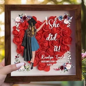 Personalized Congrats Graduation Flower Shadow Box, High School ...