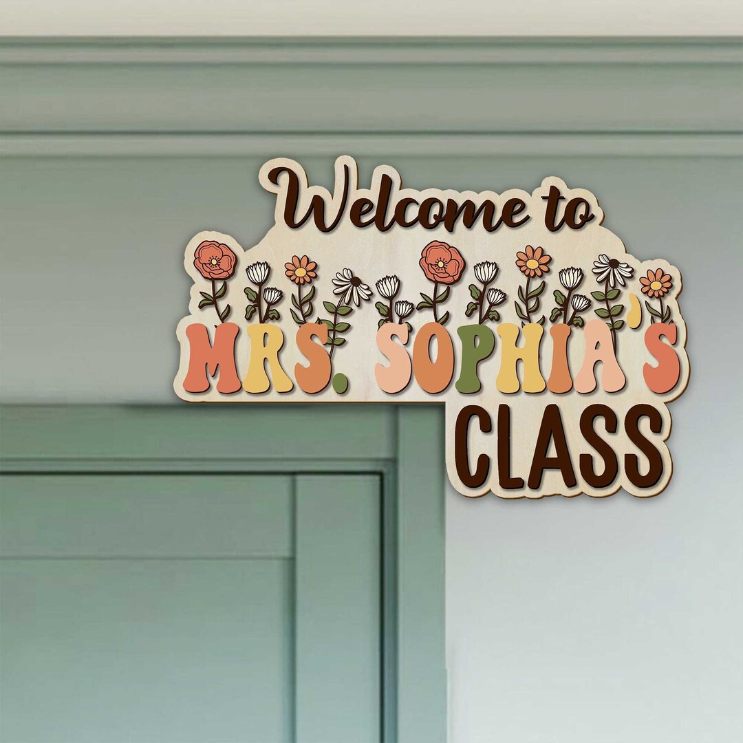 Personalized 2 Layer Teacher Doorframe Corner Sign, Custom Classroom ...
