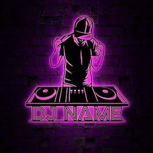 Personalized Name DJ Metal Sign With Led Lights, Custom DJ Gifts ...