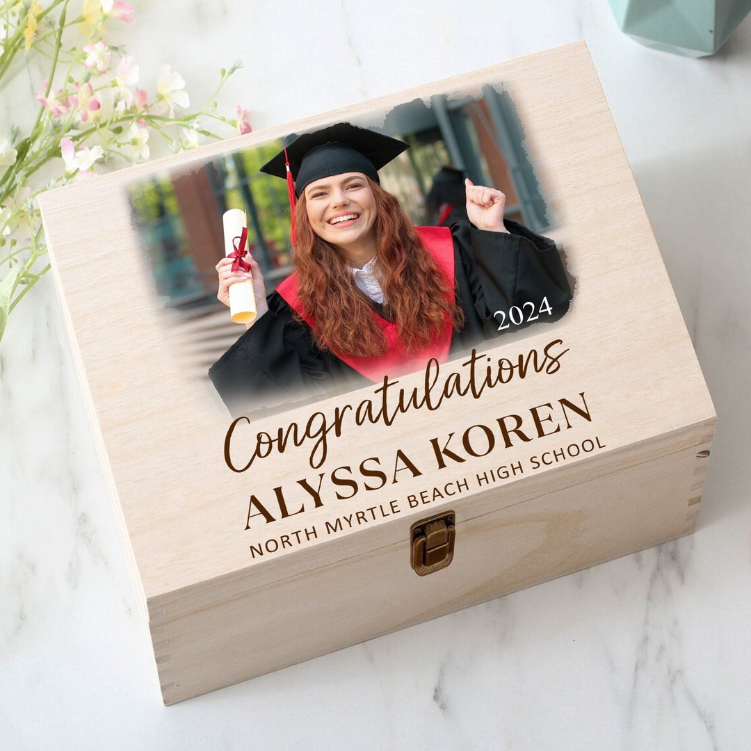 Personalized Photo Graduation Memory Keepsake Box, Custom Graduation ...