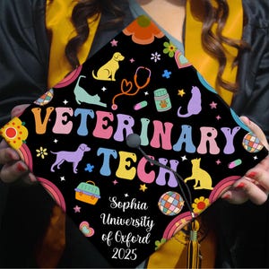 Personalized Veterinarian Graduation Cap Topper, Vet Tech Grad Cap ...