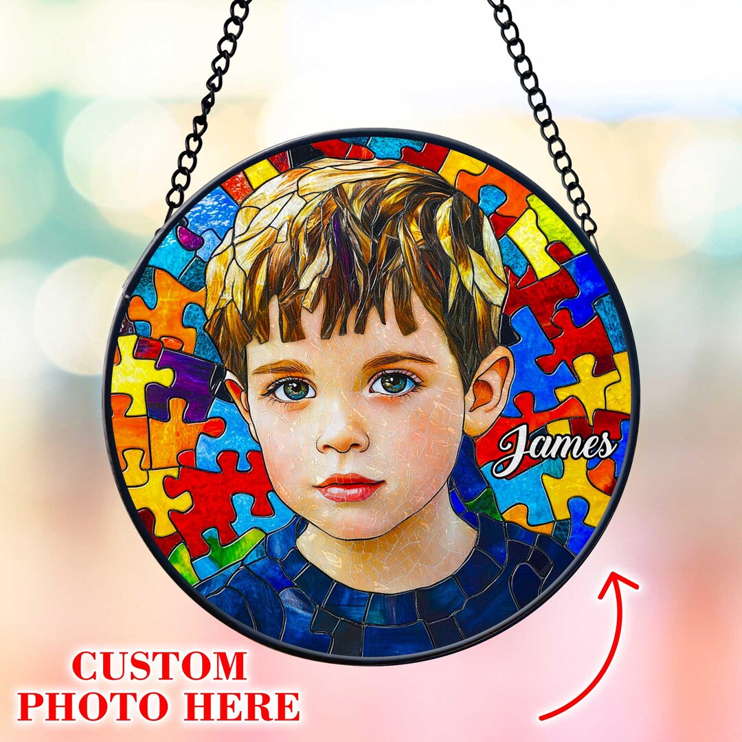 Personalized Glass Suncatcher Autism Kids, Gift for Autistic Daughter ...