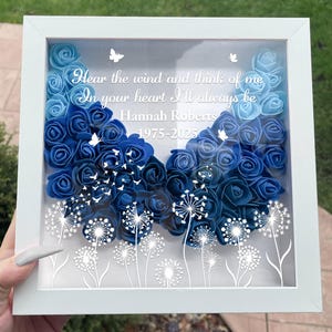 Custom Memorial Flower Shadow Box, Memorial Gift, Personalized Memorial ...