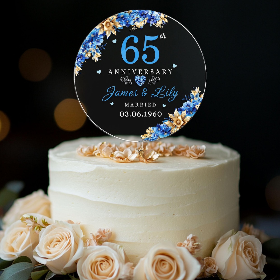 Personalized 65th Wedding Anniversary Cake Topper, 65th Anniversary ...