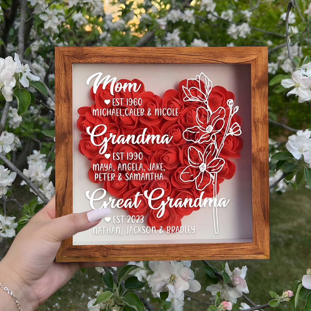 Personalized Great Grandma Gifts Shadow Flower Box, Mother's Day Gift ...