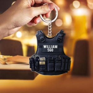 Personalized Police Bulletproof Vest Keychain, Gift for Police, Police ...