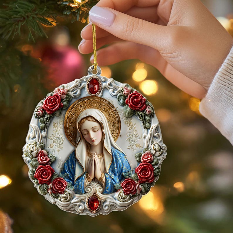 2D Flat Our Lady Ornament, Marian Devotion Gift, Holy Virgin Wall Hanging, Christian Religious ...