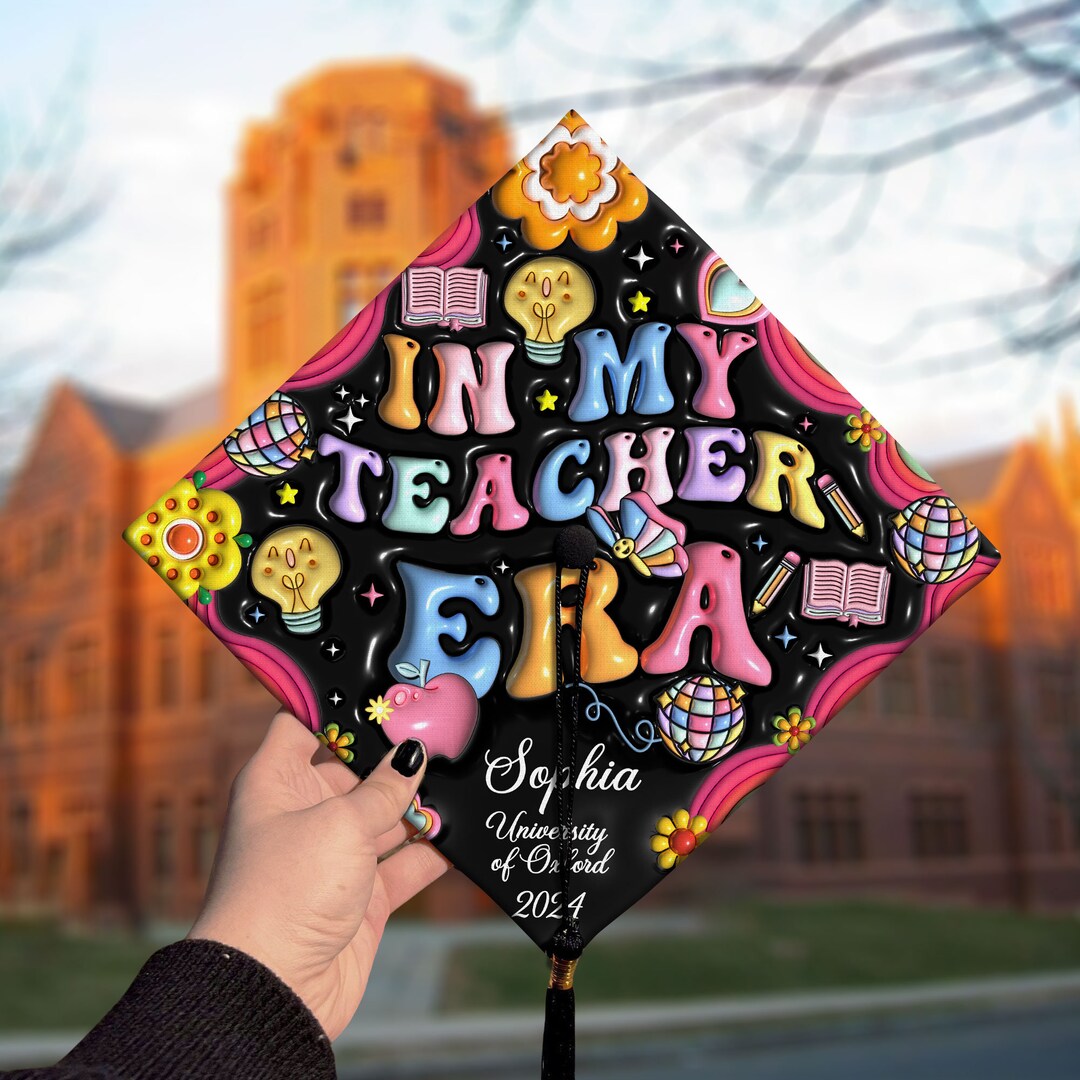 Personalized Teacher Graduation Cap Topper, Teacher Grad Cap Topper ...