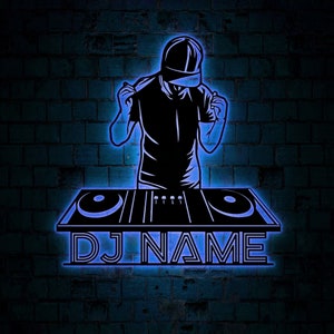 Personalized Name DJ Metal Sign With Led Lights, Custom DJ Gifts ...