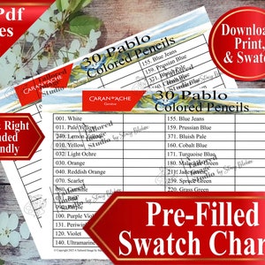 Caran Dache 30 Pablo Colored Pencils Swatch Chart - Etsy