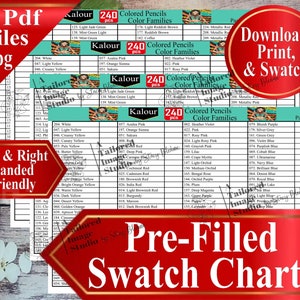 Kalour 240 Colored Pencil Color Families Swatch Chart - Etsy