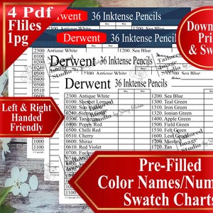 Derwent 36 Inktense Pencils Swatch Chart (PDF Download) - Etsy