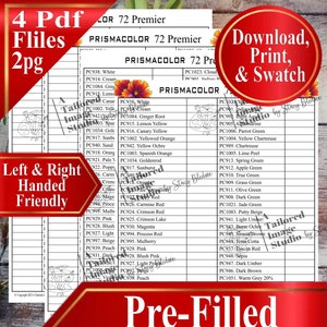 Prismacolor 72 Premiers Colored Pencils Swatch Chart - Etsy
