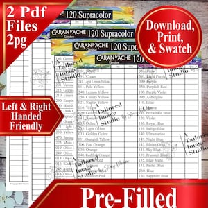 Caran D'ache 120 Supracolor Soft Aquarelle Pencil Swatch Chart - Etsy