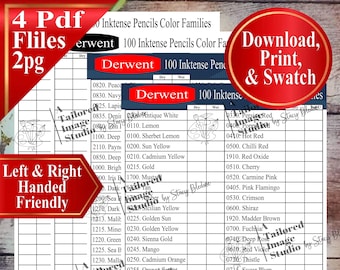 Derwent Inktense 100 Pencil Set DIY Blank Color Chart /swatch Sheet ...