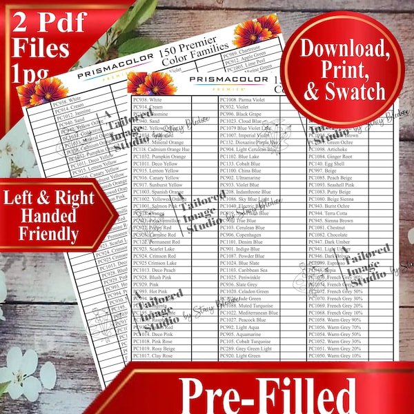 Prismacolor 150 Pencil Chart - Etsy