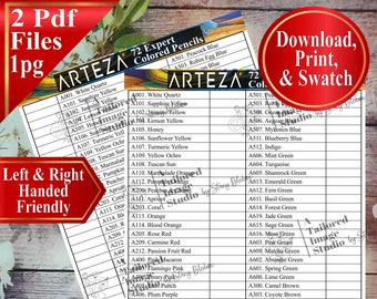 Arteza Expert 72 Swatch Chart Bundle DIY Colored Pencil Charts Color ...