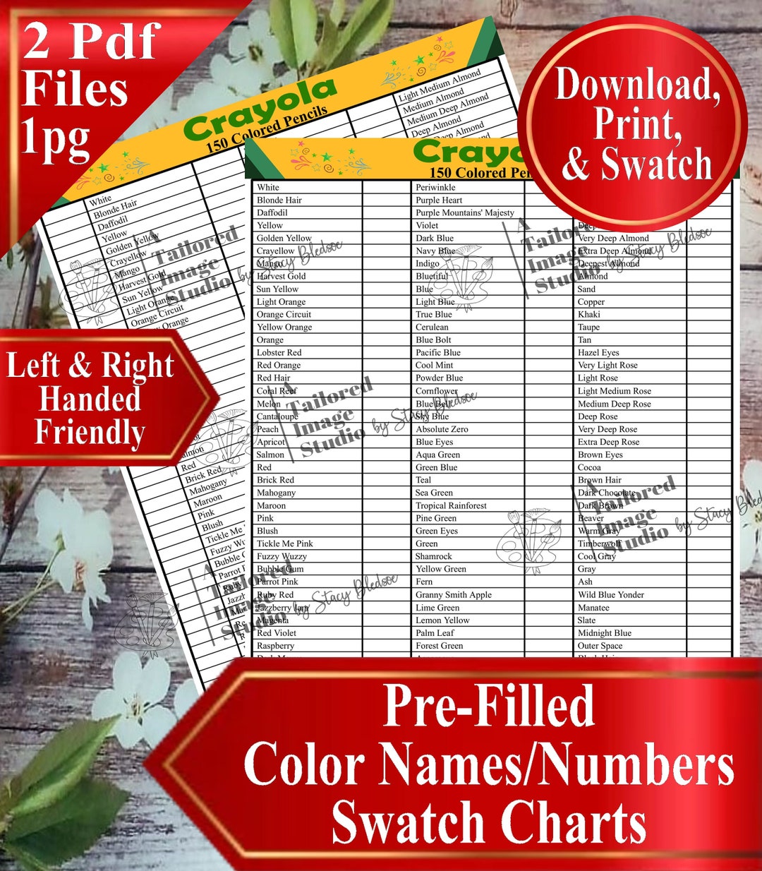 Crayola 150 Colored Pencil Color Swatch Chart (PDF Download) - Etsy