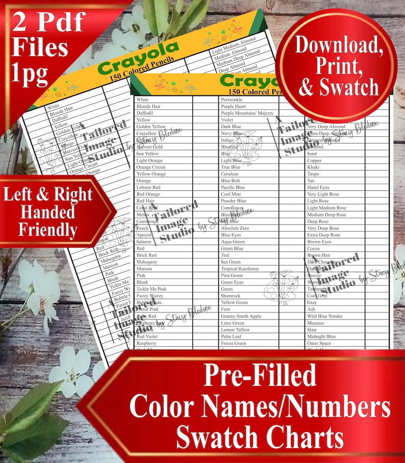Crayola 150 Colored Pencil Color Swatch Chart (PDF Download) - Etsy