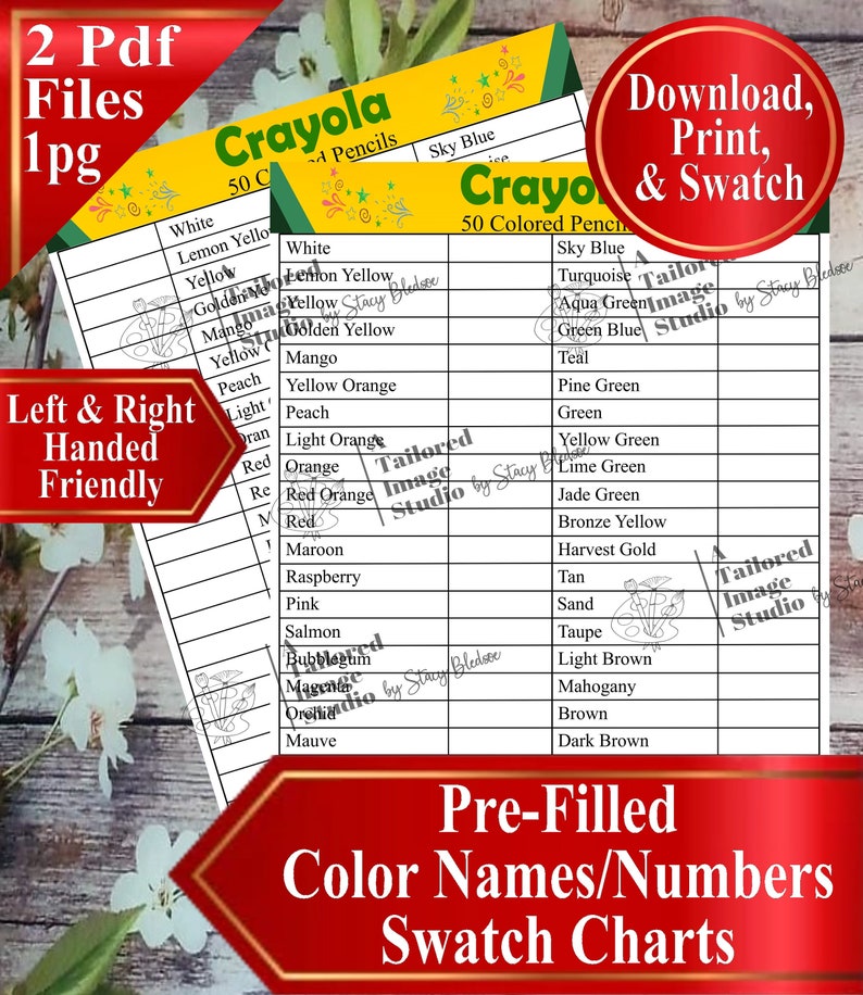 Crayola 50 Colored Pencil Color Swatch Chart - Etsy