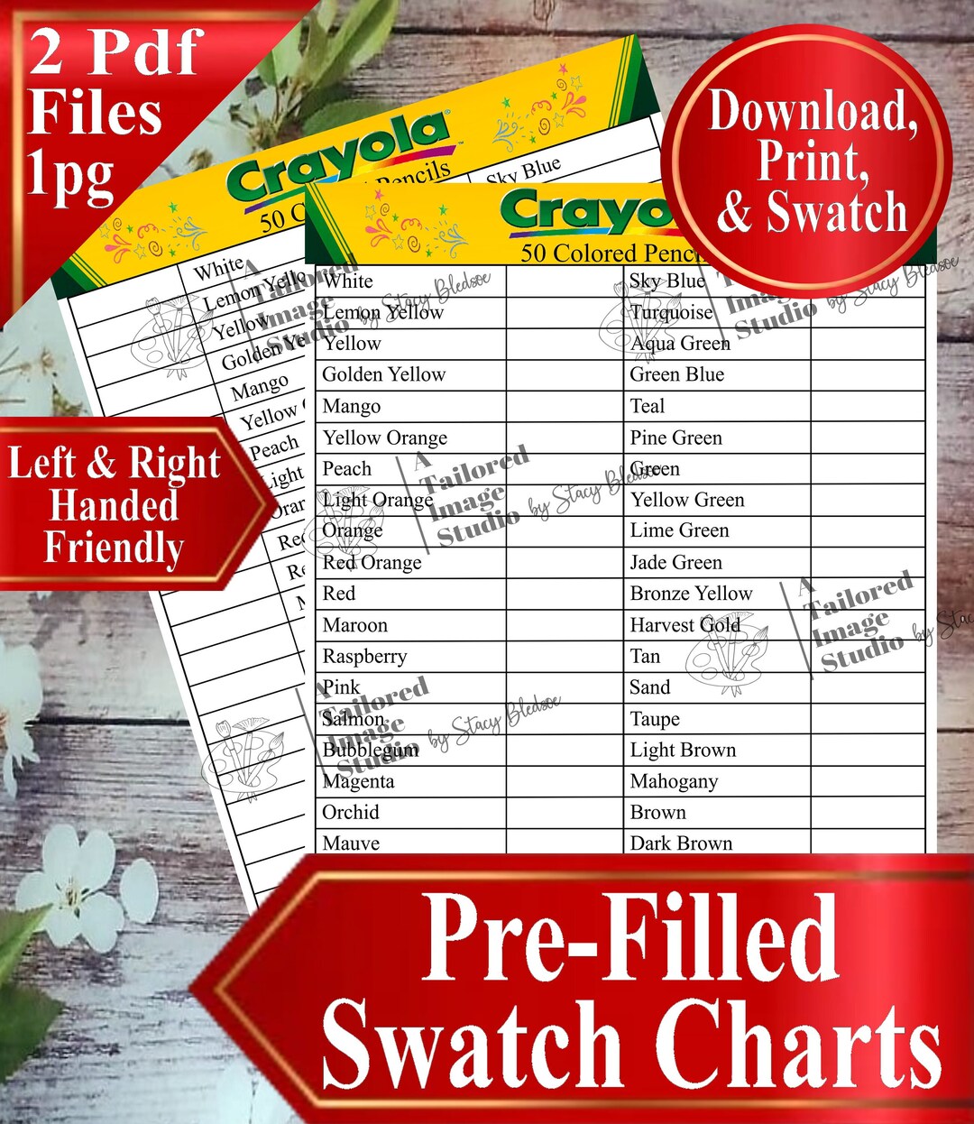 Crayola 50 Colored Pencil Color Swatch Chart - Etsy