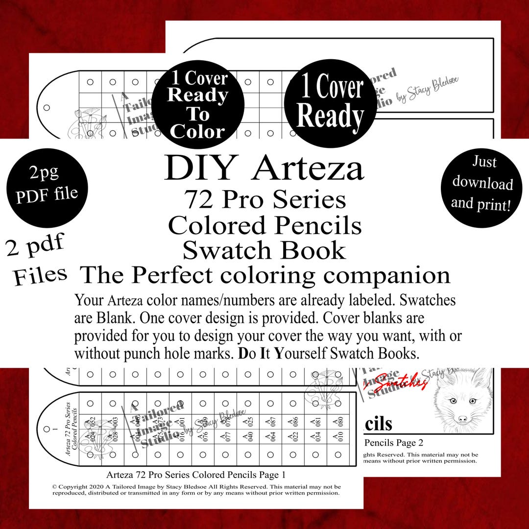 Arteza 72 Pro Series Colored Pencils Swatch Book Style 1 (PDF Download ...