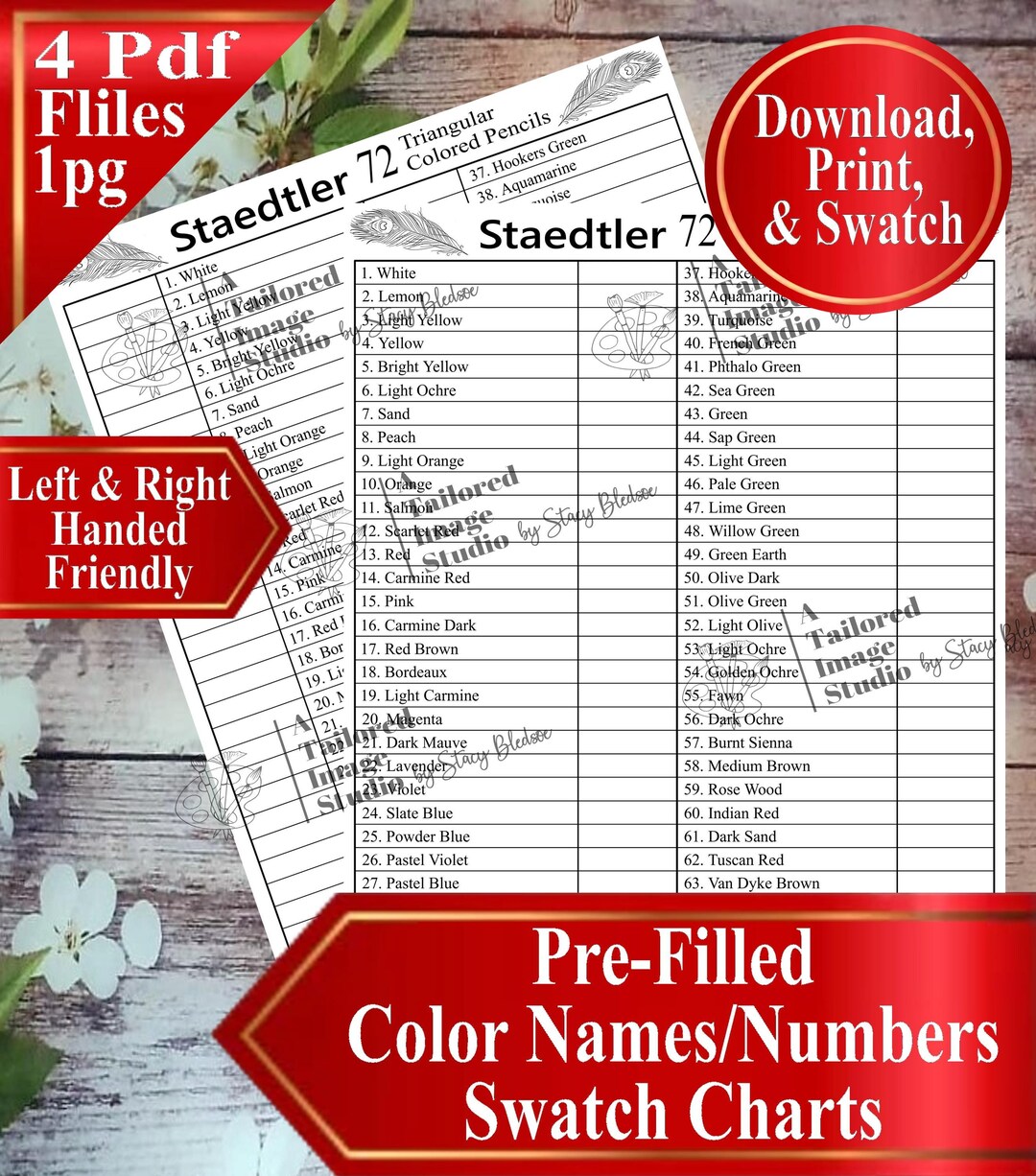 Staedtler 72 Triangular Colored Pencils (1278) Swatch Chart (PDF ...