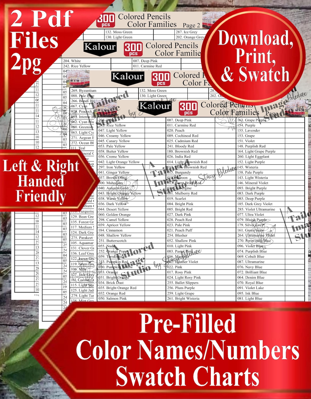 Kalour 300 Colored Pencil Color Families Swatch Chart (PDF Download) - Etsy