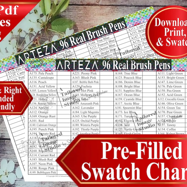Arteza Swatch Chart Chart - Etsy Canada